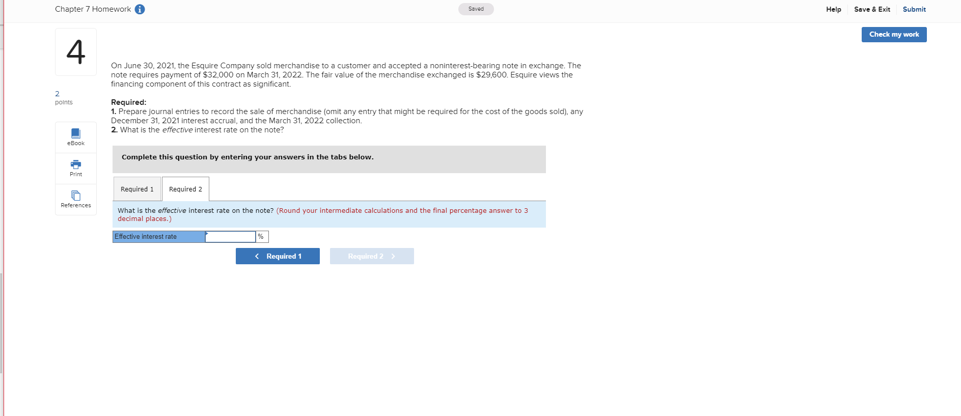 Solved Chapter 7 Homework A Saved Help Save & Exit Submit | Chegg.com