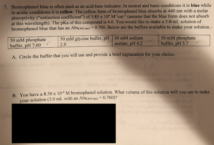 Solved Bromophenol blue is often used as an acid-base | Chegg.com