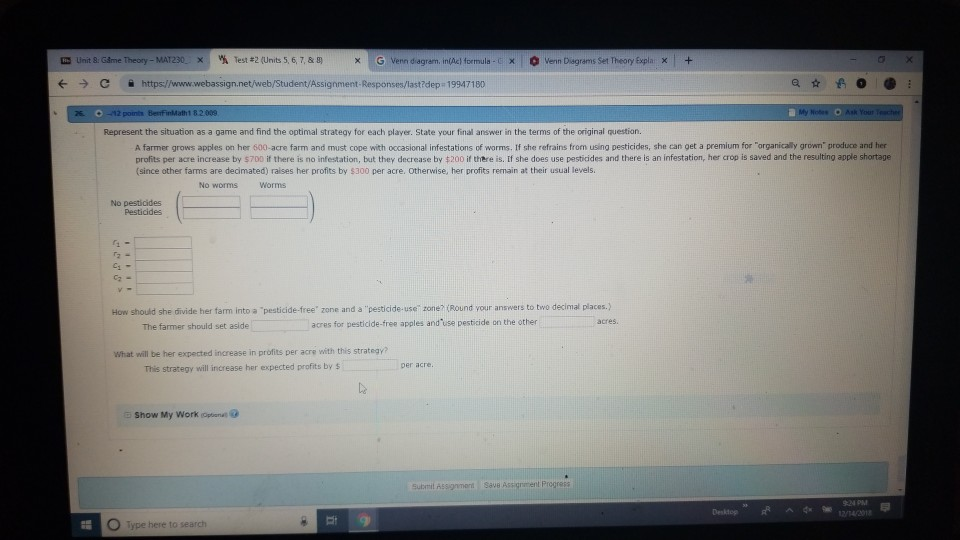Solved -Limit 8: Gdme Theory _ MAT230- % Test #2 (Units 5, | Chegg.com