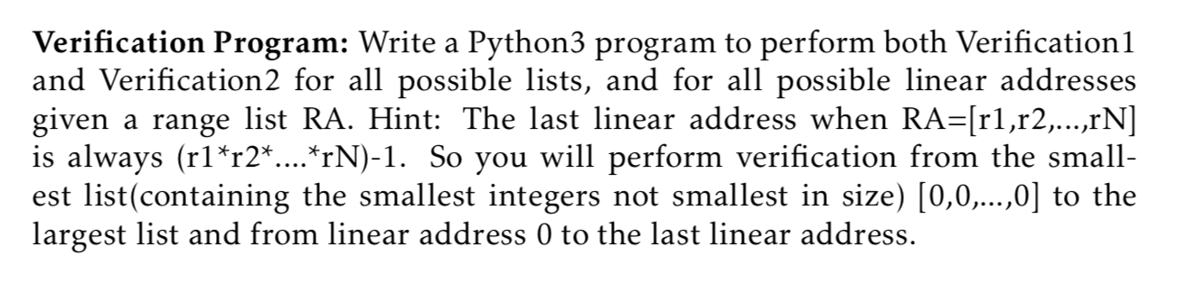Solved Verification Program: Write a Python3 program to | Chegg.com