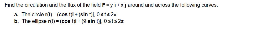 Solved Find the circulation and the flux of the field | Chegg.com