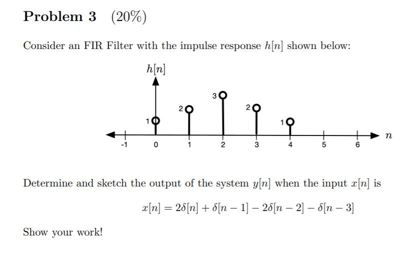 Solved Problem 3 (20%) Consider an FIR Filter with the | Chegg.com