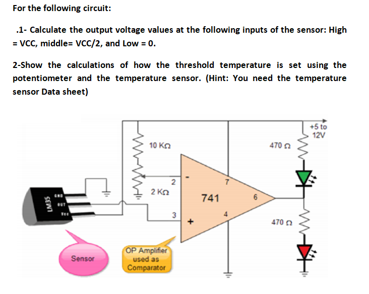 Solved For the following circuit: .1- Calculate the output | Chegg.com