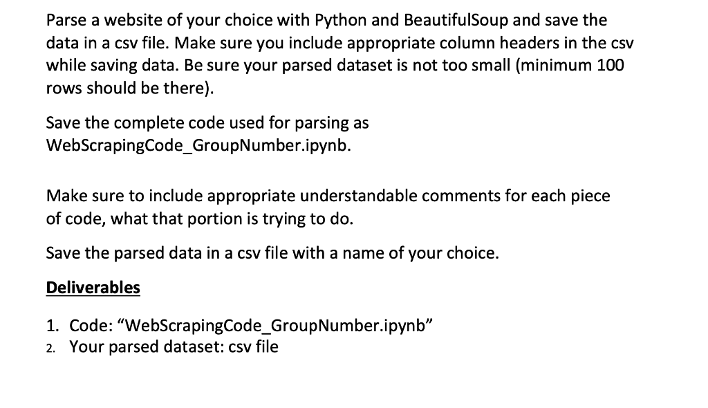 Solved Parse a website of your choice with Python and | Chegg.com