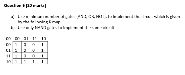 Solved Question 6 [20 marks] a) Use minimum number of gates | Chegg.com