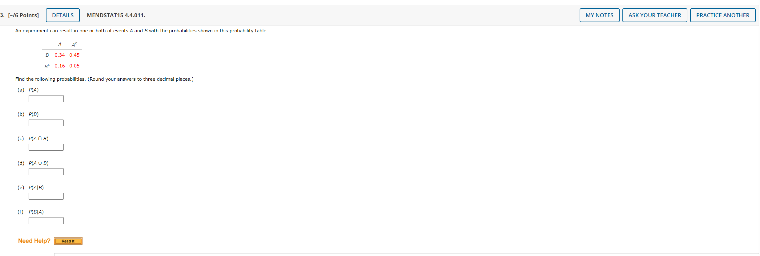 Solved 3. [-/6 Points] AETALS Mexperiment can result in one | Chegg.com