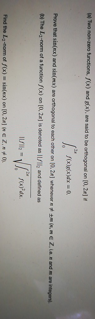 Solved (a) Two non-zero functions, f(x) and g(x), are said | Chegg.com
