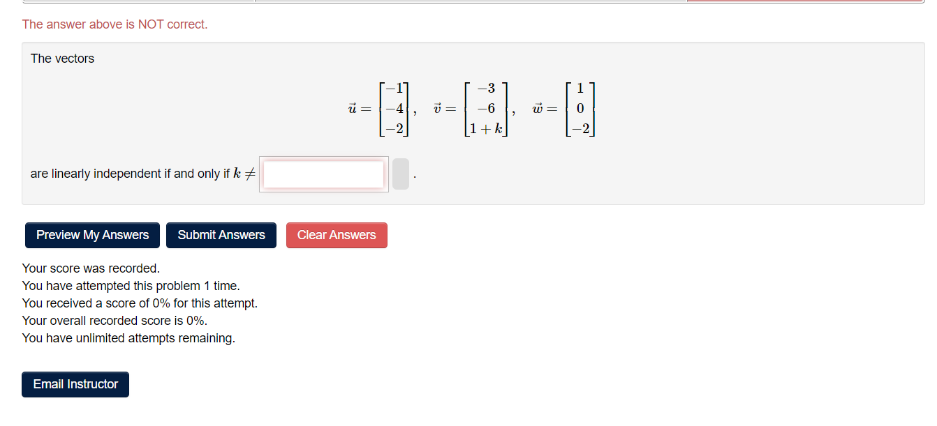 Solved The answer above is NOT correct. The vectors | Chegg.com Solved The answer above is NOT correct. The vectors | Chegg.com