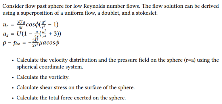 Consider flow past sphere for low Reynolds number | Chegg.com