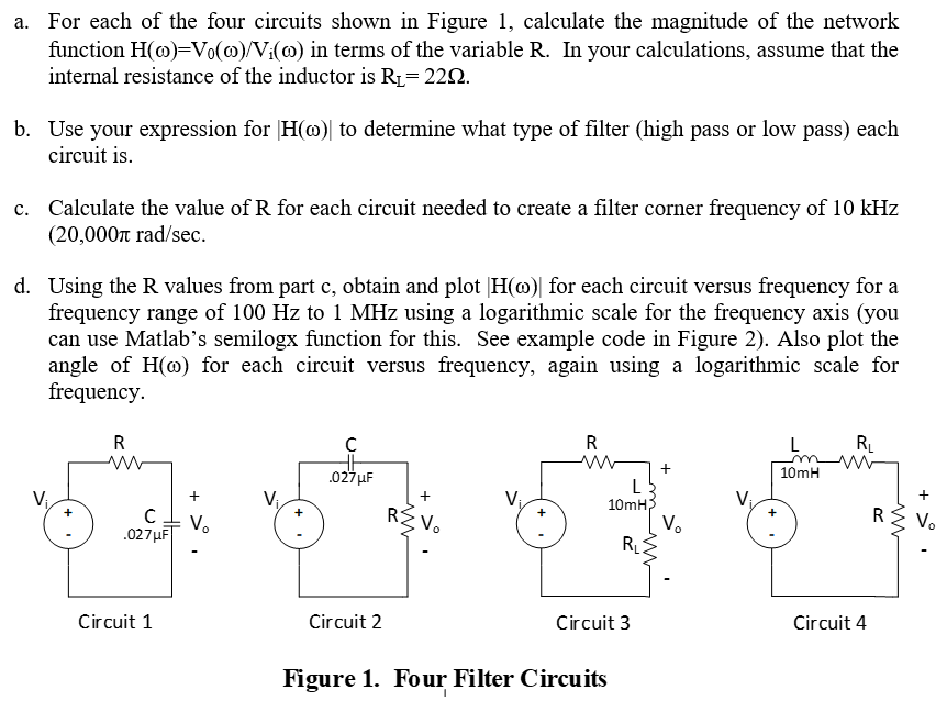 Solved a. ﻿For each of the four circuits shown in Figure 1, | Chegg.com