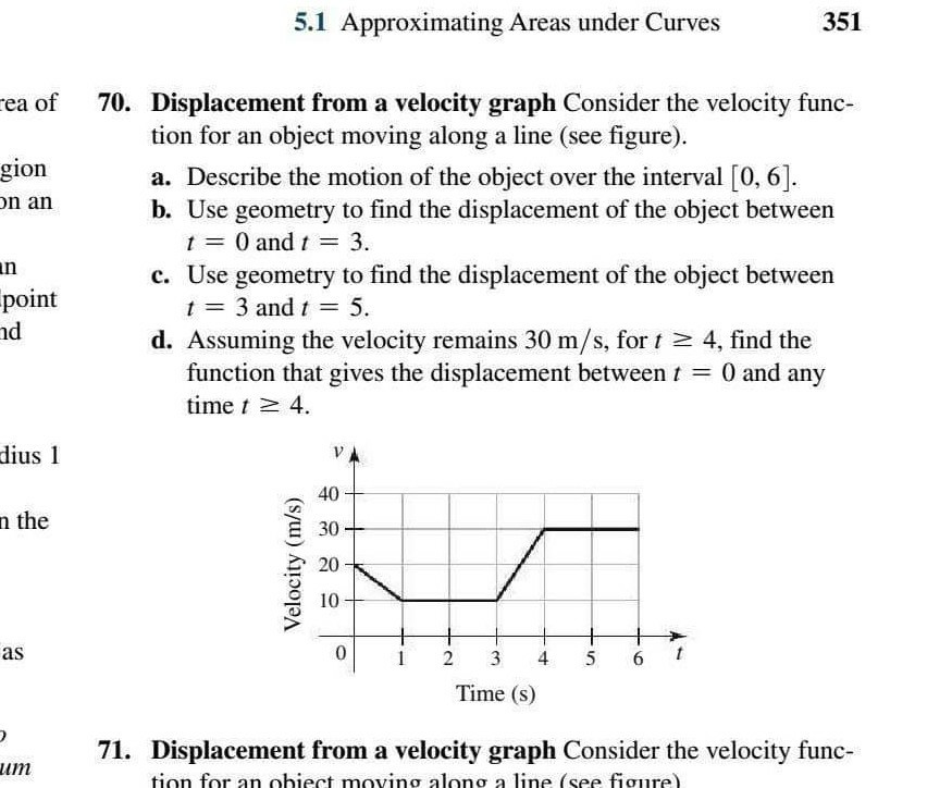Solved 5.1 Approximating Areas under Curves 351 rea of 70. | Chegg.com