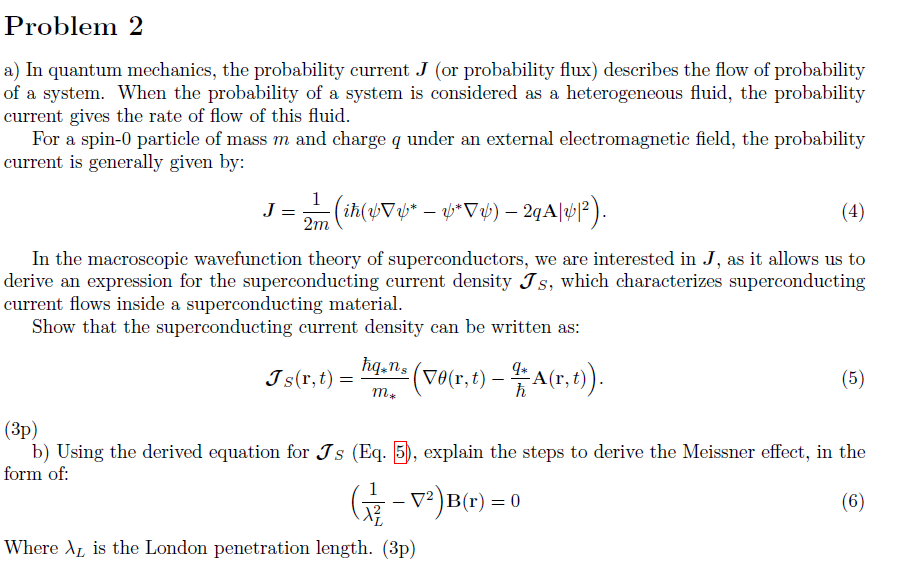 Solved Problem 2aJ (or ﻿probability flux) ﻿describes the | Chegg.com