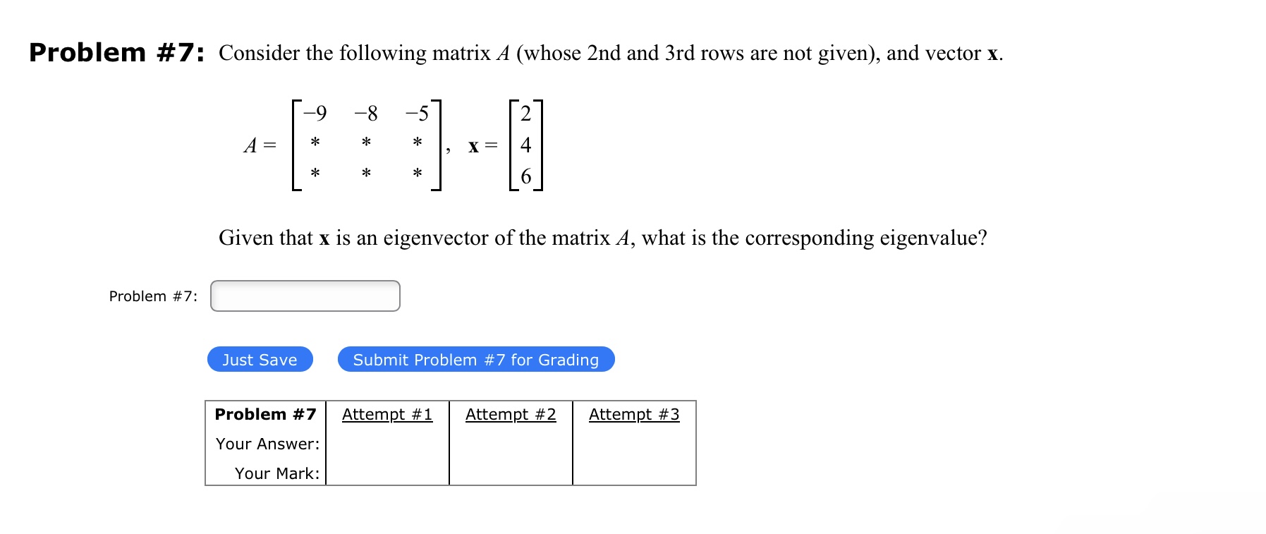 Solved Problem # 7: Consider the following matrix A (whose | Chegg.com