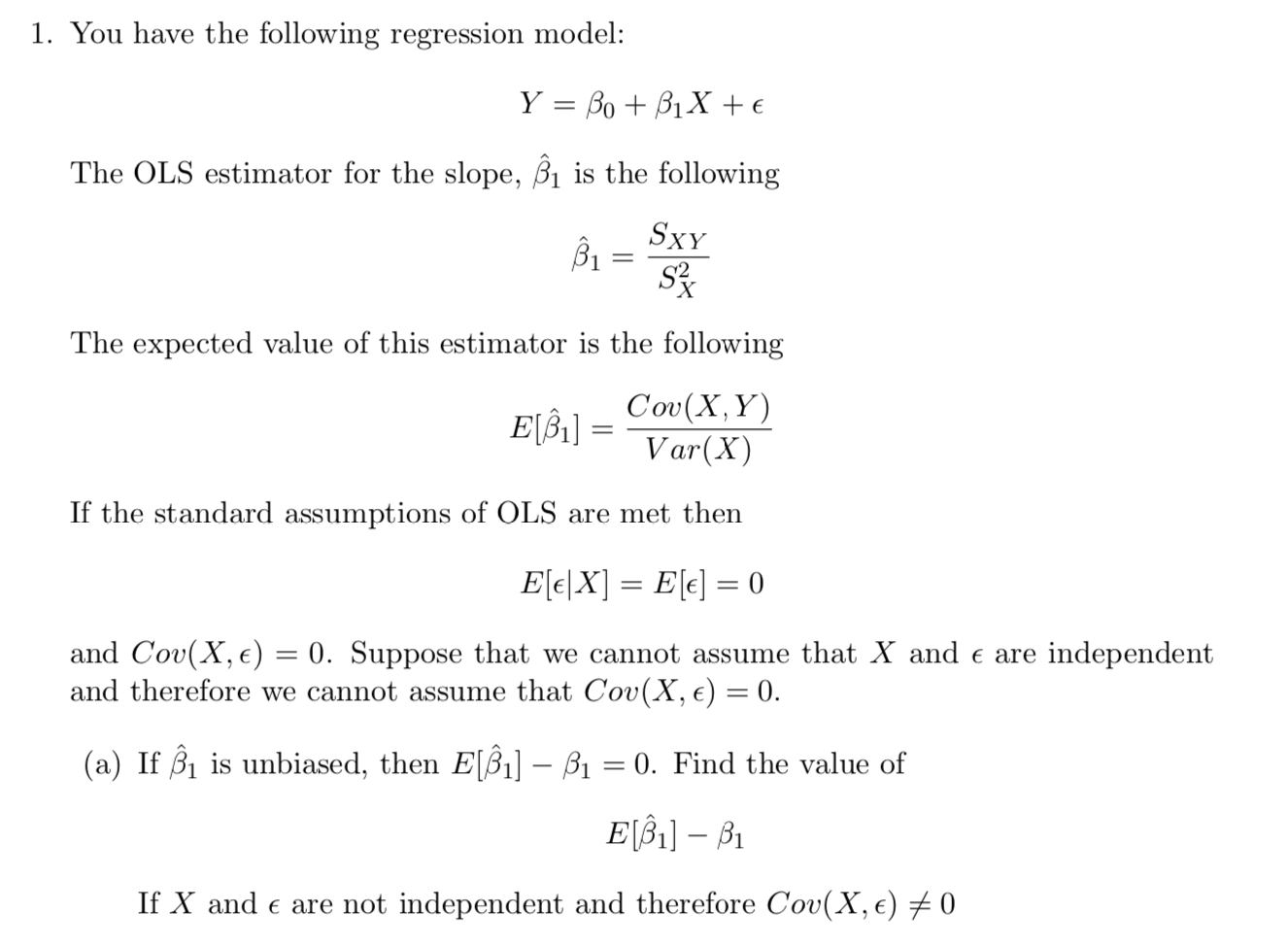 Solved 1. You have the following regression model: Y = Bo + | Chegg.com
