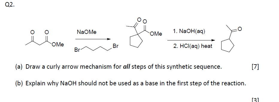 Q2. NaoMe Lome 1. NaOH(aq) Хоме I Br~ 2. HCl(aq) heat | Chegg.com