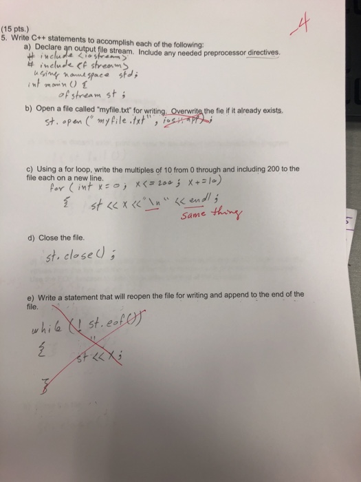 Solved ? tiee (15 pts.) 5. Write C++ statements to | Chegg.com