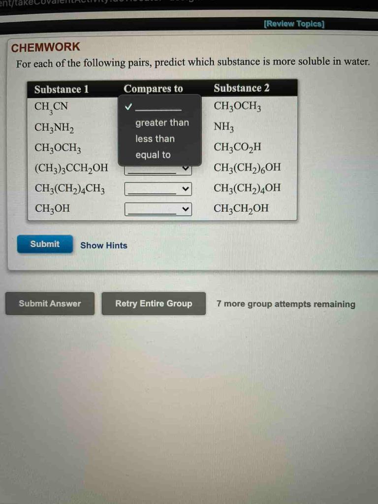 Solved [Review Topics] CHEMWORK For each of the following | Chegg.com