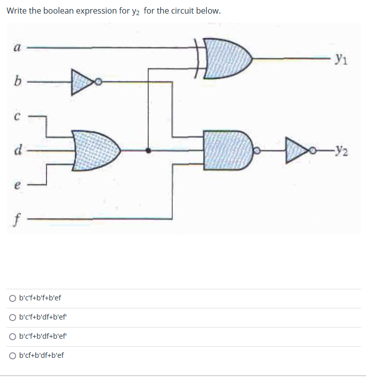 Solved Write the boolean expression for y2 for the circuit | Chegg.com