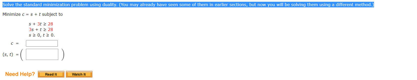 Solved Solve the standard minimization problem using | Chegg.com