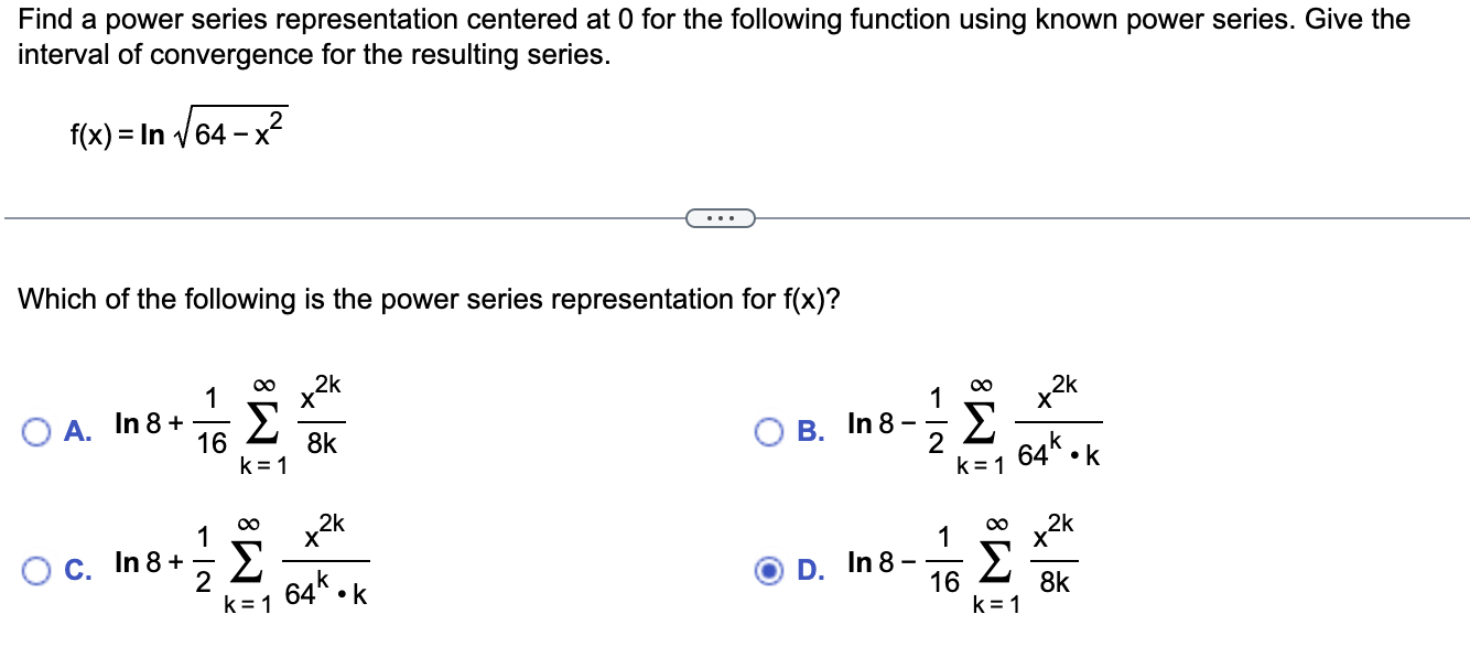 Solved Find a power series representation centered at 0 for | Chegg.com