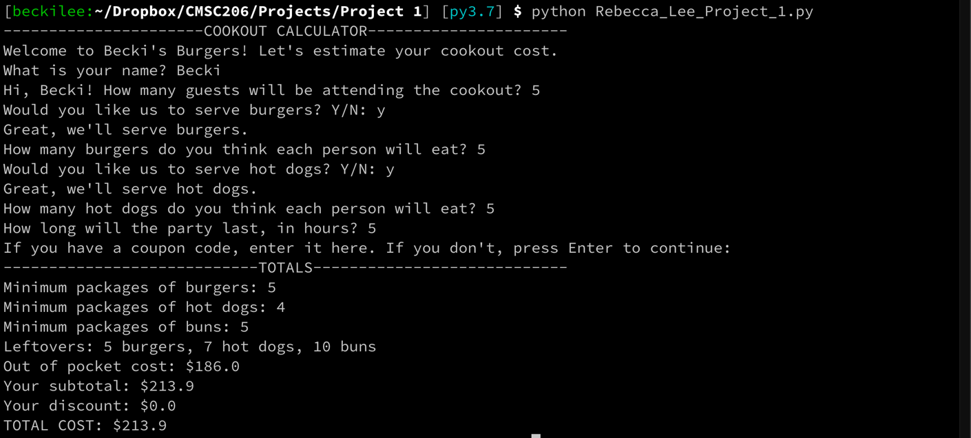 Solved Cookout Calculator-Python As the owner of a new | Chegg.com