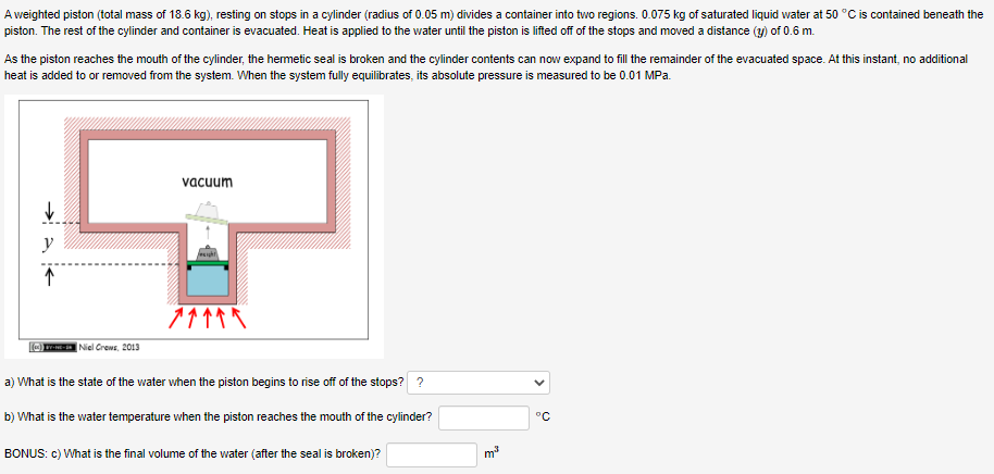 Solved A weighted piston (total mass of 18.6 kg), resting on | Chegg.com