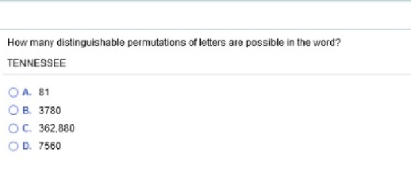 Solved How many distinguishable permutations of letters are | Chegg.com