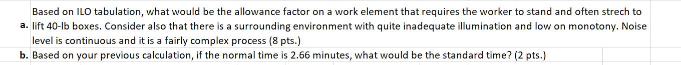 Solved Based on ILO tabulation, what would be the allowance | Chegg.com