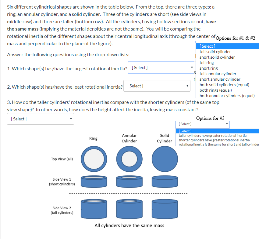 Solved Six different cylindrical shapes are shown in the | Chegg.com