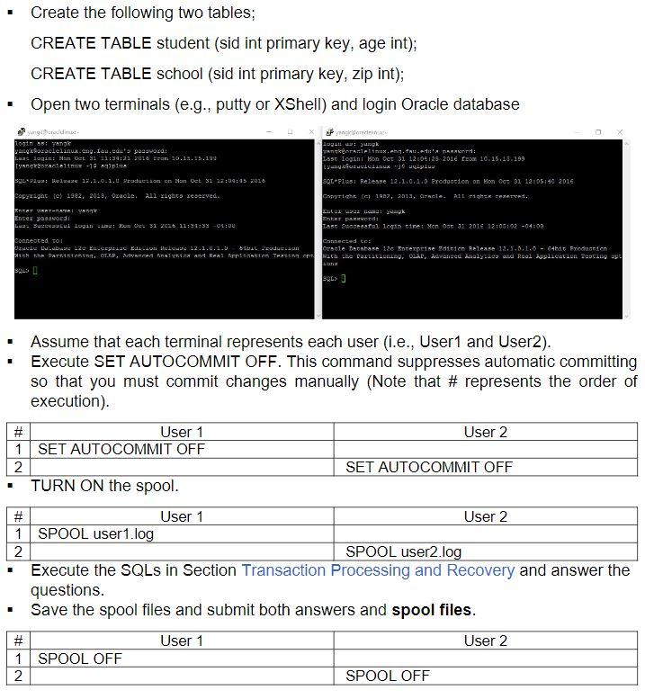Solved Create the following two tables; CREATE TABLE student | Chegg.com