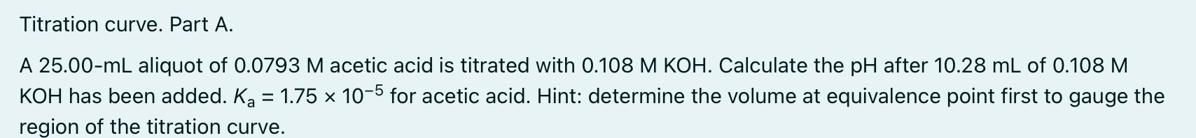 Solved Titration curve. Part A. A 25.00-ml aliquot of 0.0793 | Chegg.com