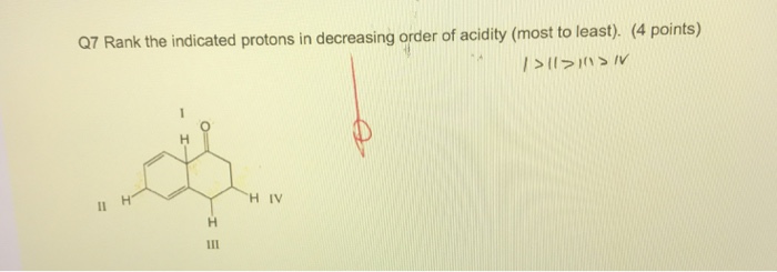 Solved Q7 Rank the indicated protons in decreasing order of | Chegg.com