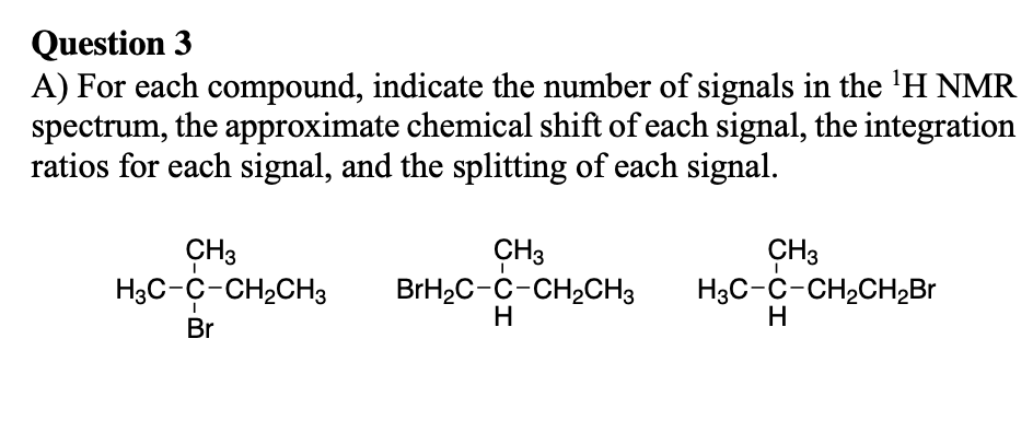 Solved Question 3 A) For each compound, indicate the number | Chegg.com