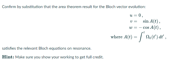 Solved Confirm by substitution that the area theorem result | Chegg.com