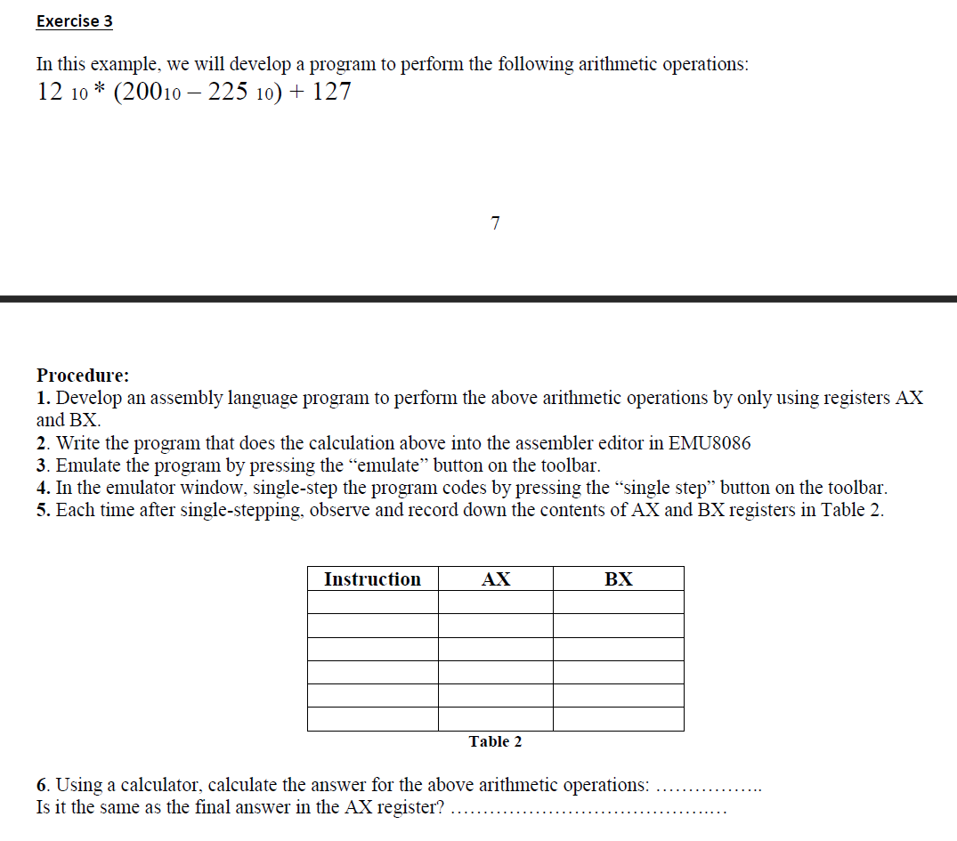Exercise 3 In this example, we will develop a program | Chegg.com