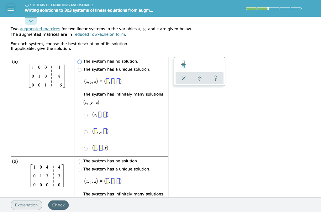 Solved O SYSTEMS OF EQUATIONS AND MATRICES Writing solutions | Chegg.com