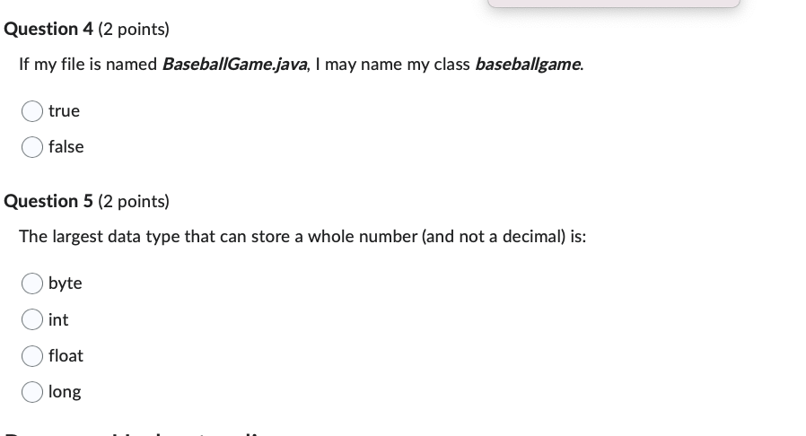 Solved The following is a valid Java statement? int num | Chegg.com