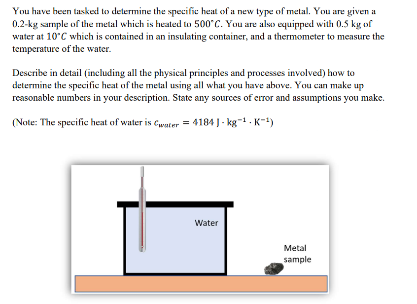 Solved You have been tasked to determine the specific heat | Chegg.com