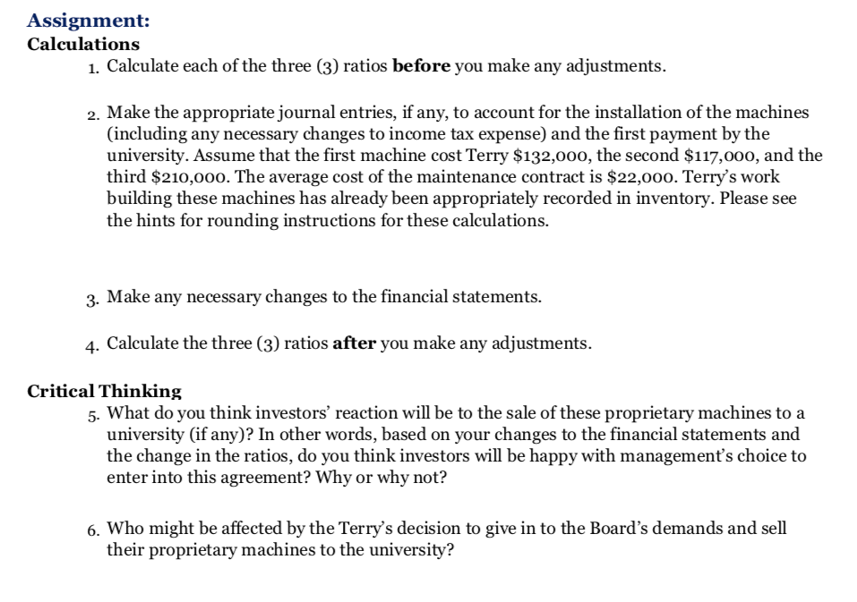 Solved Intermediate 2 Terry Part #2: Chapter 18 Goal: To | Chegg.com