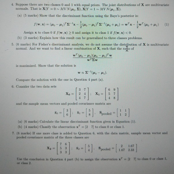 Solved 7. (6 marks) If one more class is added to Question | Chegg.com
