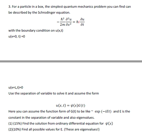 Solved 3. For a particle in a box, the simplest quantum | Chegg.com