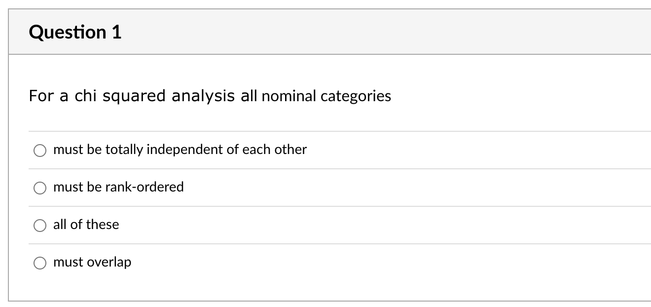 Solved For a chi squared analysis all nominal categories | Chegg.com