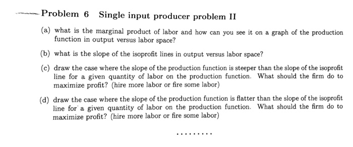 Solved Problem 6 Single input producer problem II (a) what | Chegg.com