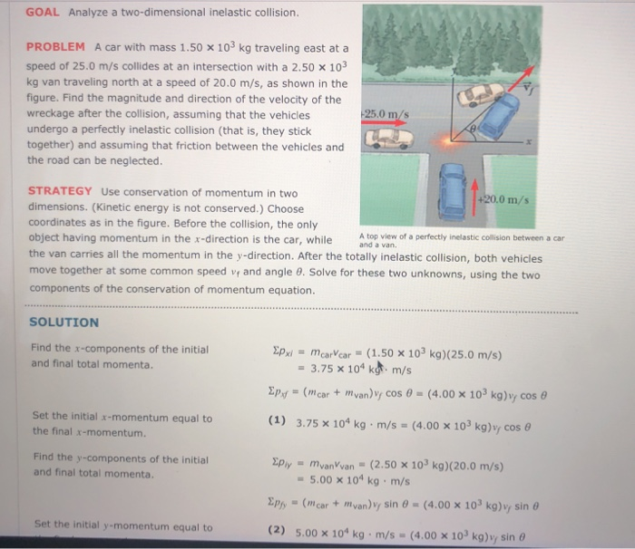 Solved GOAL Analyze a two-dimensional inelastic collision. | Chegg.com