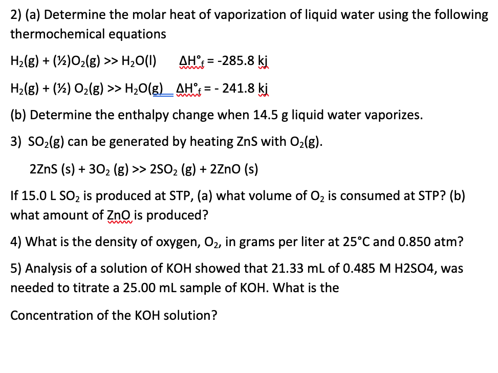 Solved 2) (a) Determine the molar heat of vaporization of | Chegg.com