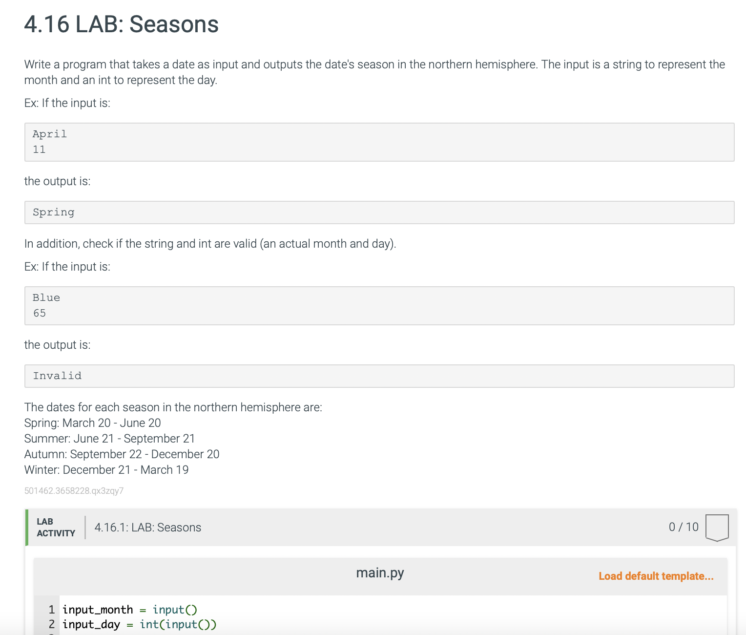 Solved Write a program that takes a date as input and | Chegg.com