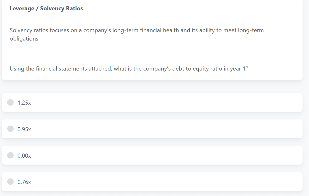 Solved Leverage ?? ﻿Solvency RatiosSolvency ratios focuses | Chegg.com