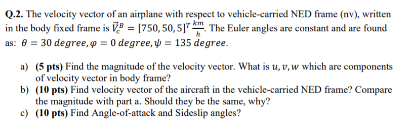 Solved Q.2. The velocity vector of an airplane with respect | Chegg.com