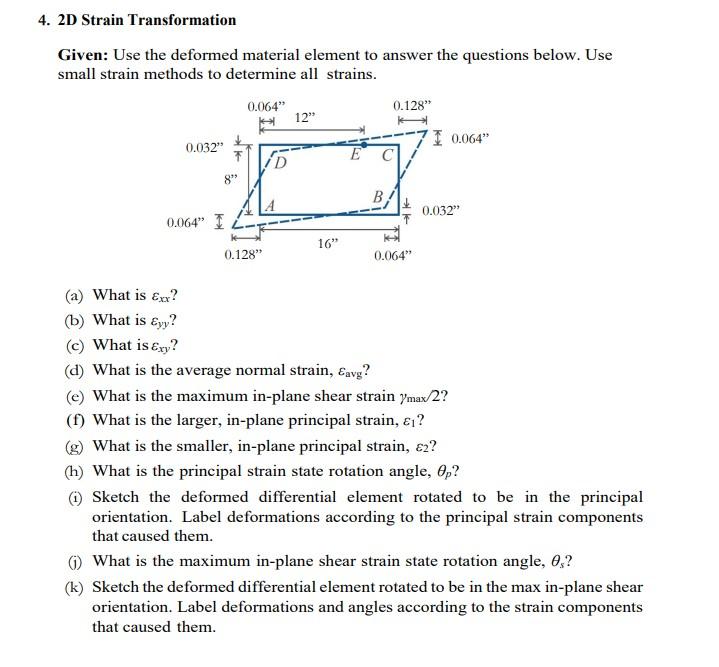 Solved Given: Use the deformed material element to answer | Chegg.com