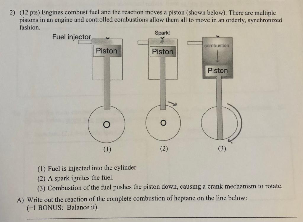 Solved 2) (12 pts) Engines combust fuel and the reaction | Chegg.com